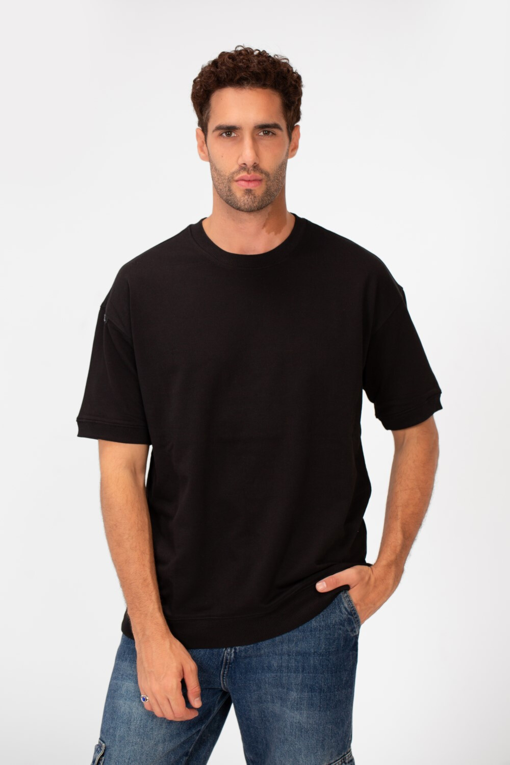 Men's Basic Plain Oversized Summer Melton Regular Fit Short Sleeves T ...
