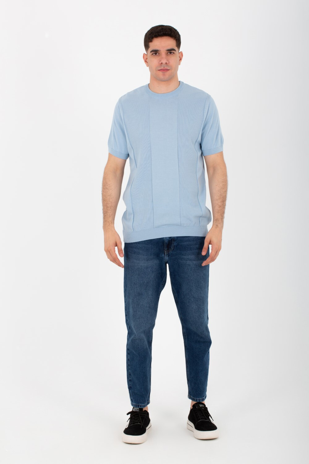 Mens Basic Plain Trico T-shirt With Round Neck And Short Sleeves ...