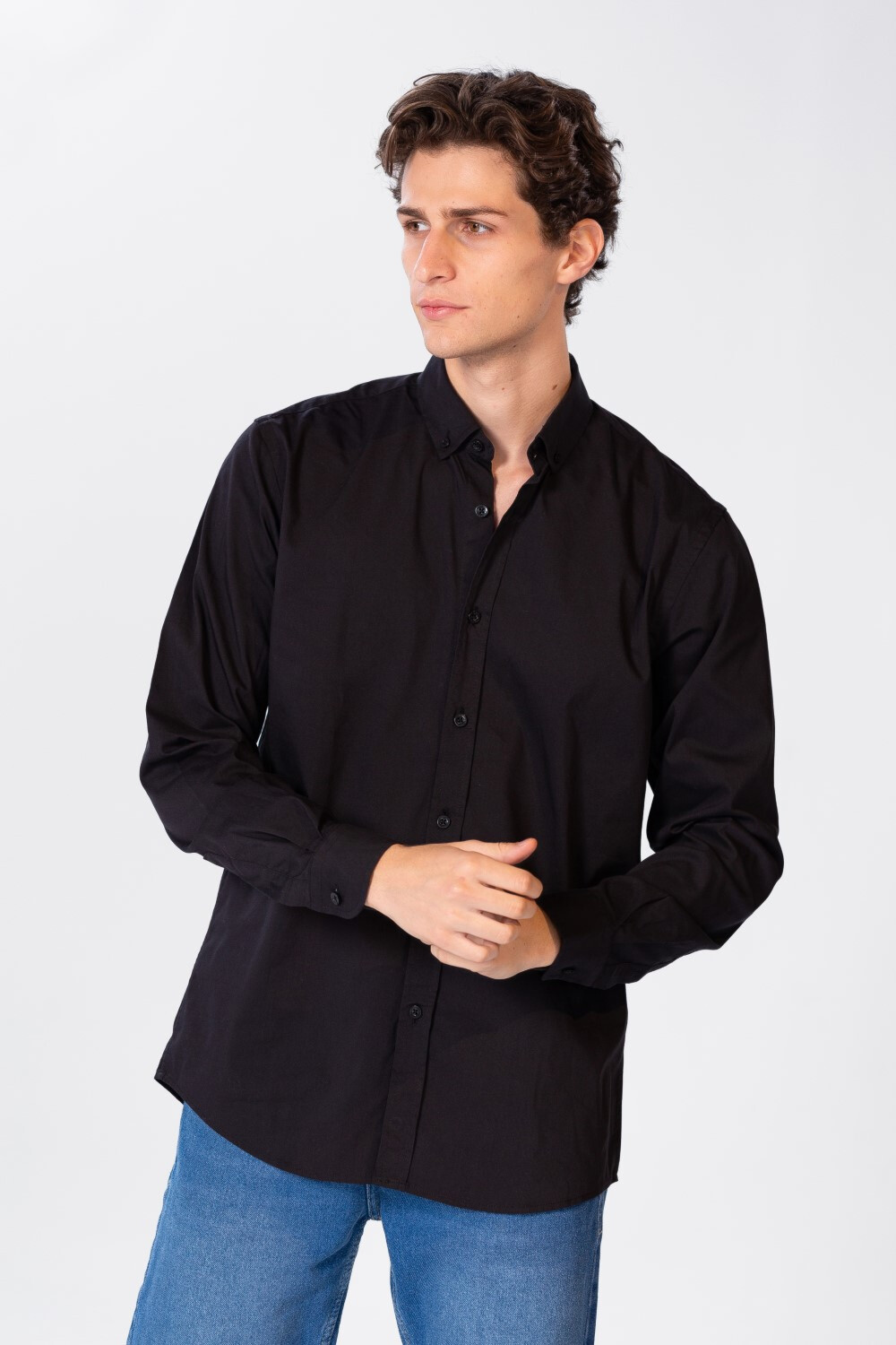 Men's Slim Fit Basic Plain Long Sleeve Shirt | Tomato Stores